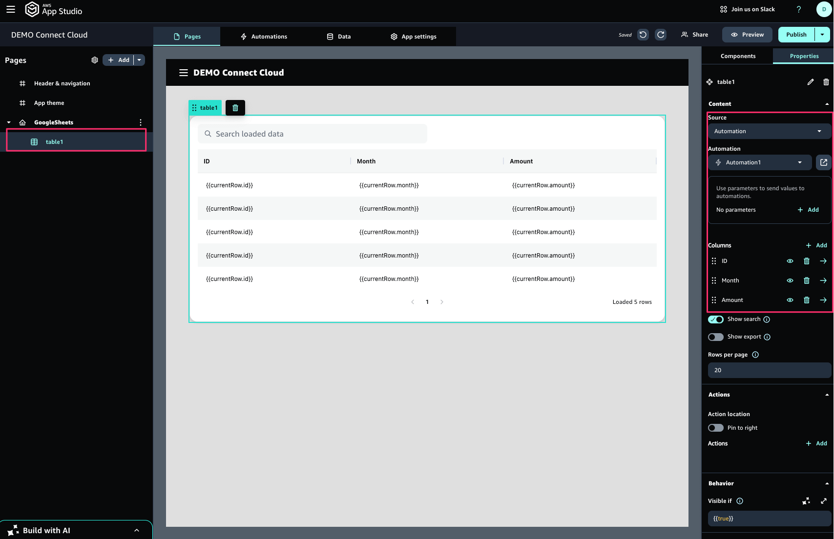 CData Connect AI を使ってAWS App Studio からGoogle スプレッドシートに接続
