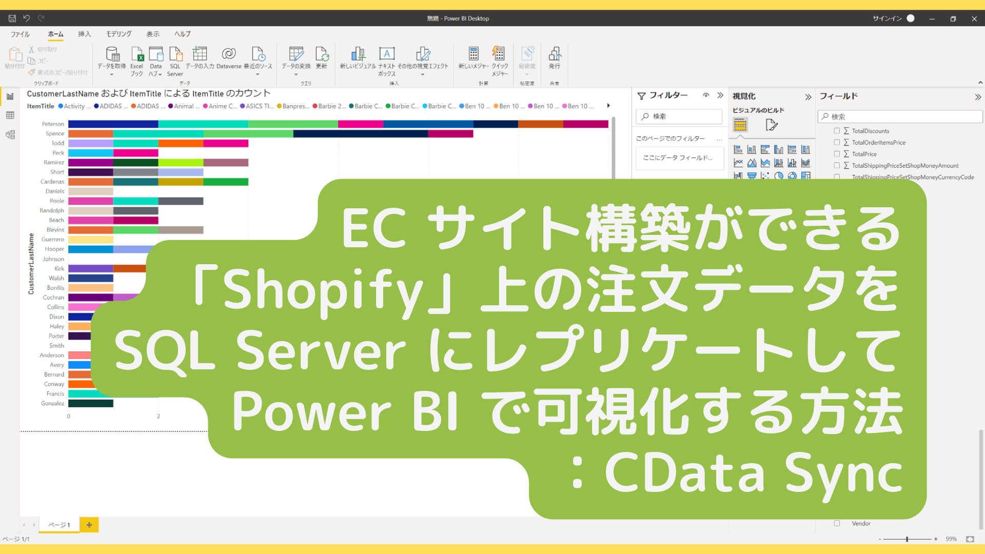 EC サイト構築ができる「Shopify」上の注文データをSQL Server にレプリケートしてPower BI で可視化する方法：CData Sync