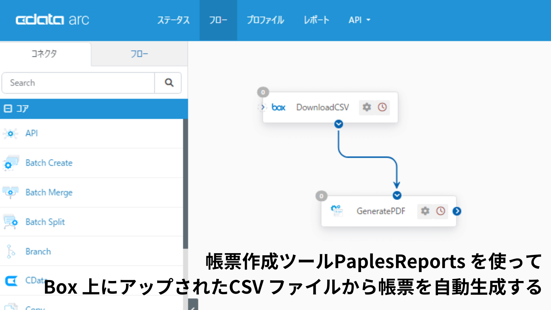 帳票作成ツールPaplesReports を使って、Box 上にアップされたCSV ファイルから帳票を自動生成する：CData Arc