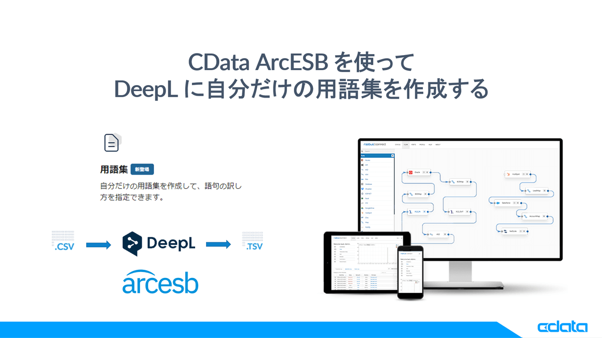 CData Arc を使ってCSV ファイルからDeepL に用語集を作成する