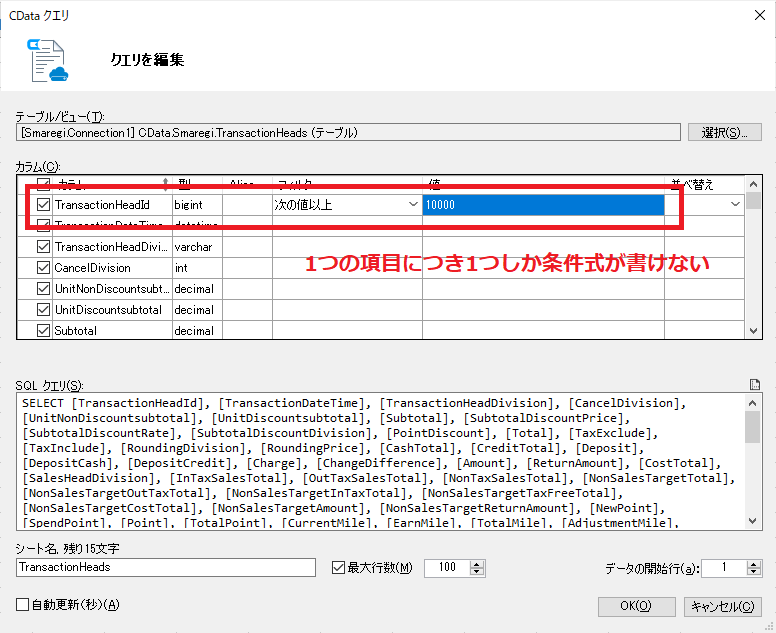 CData スマレジ Driver・CData Sync でAPI制約に基づいて範囲指定を行う方法