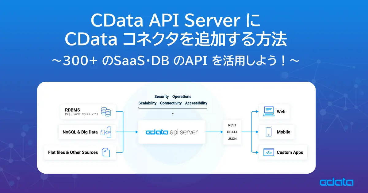 CData API ServerにCDataコネクタを追加する方法 | 300+のSaaS・DBのAPIを活用しよう！