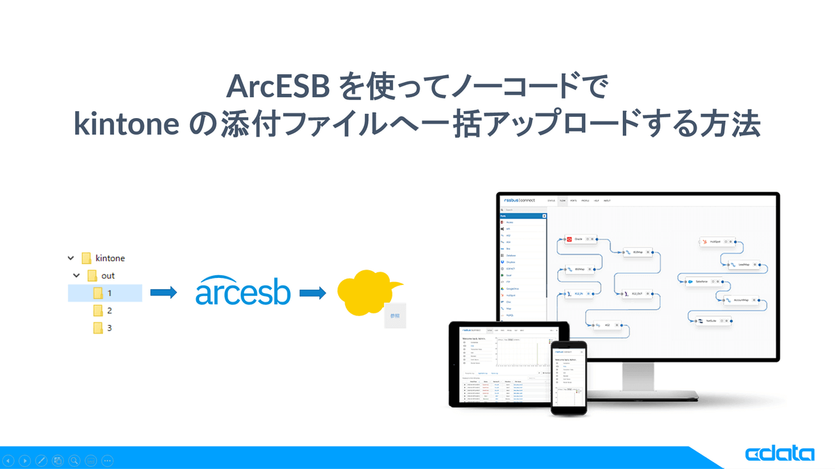CData Arc を使ってノーコードでkintone の添付ファイルへ一括アップロードする方法