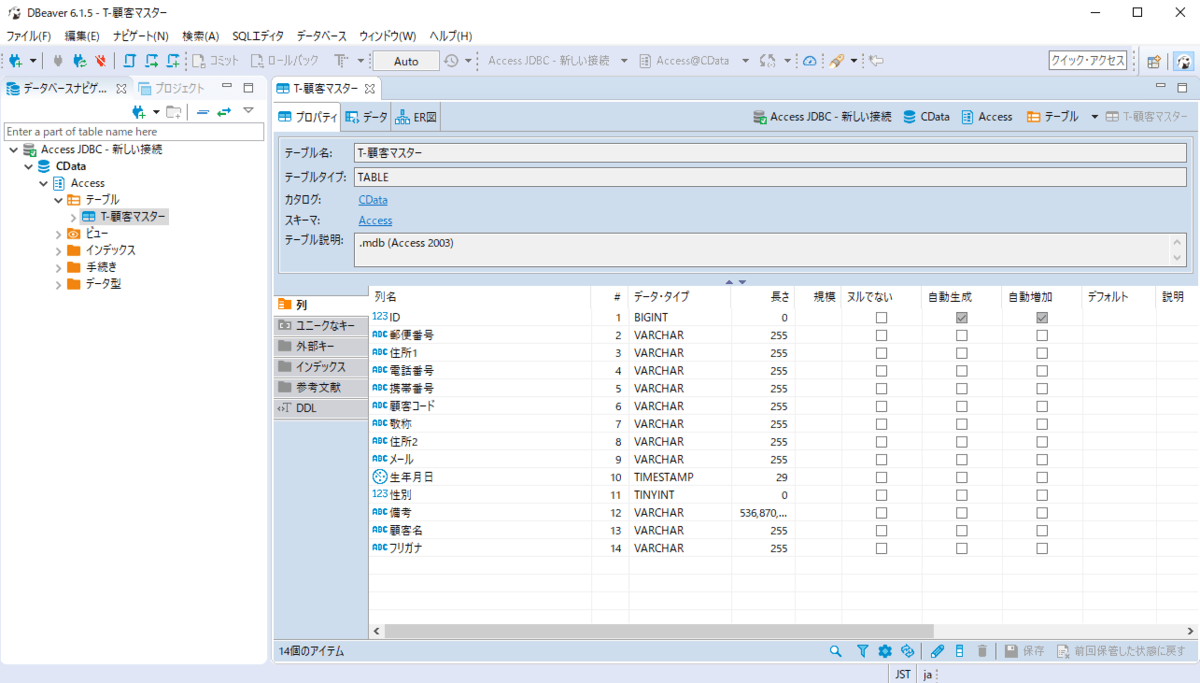 DBeaver でMicrosoft Access データに接続してクエリする方法