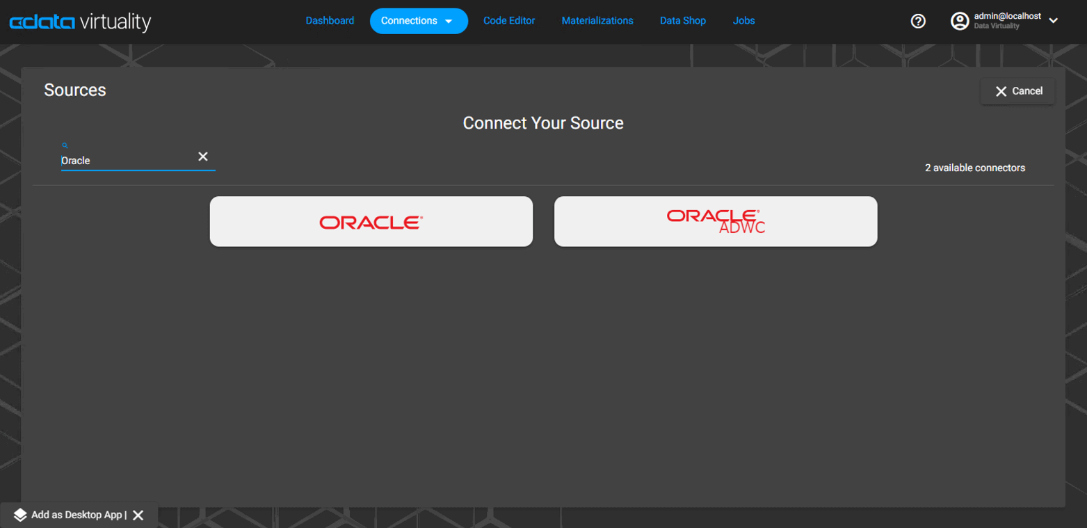 CData Virtuality - Oracle Databaseへの接続