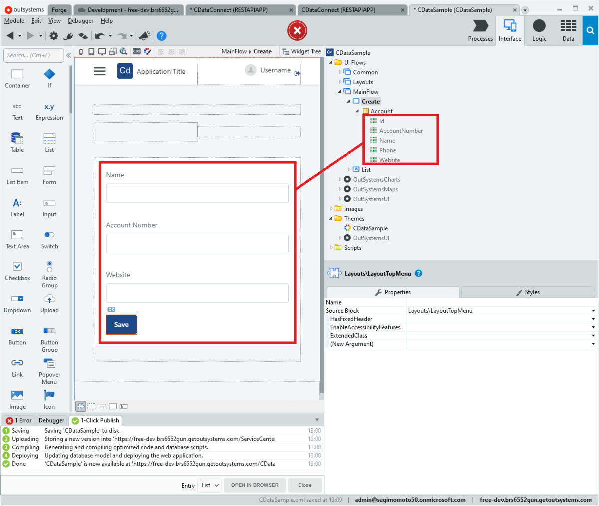 ローコードアプリ開発プラットフォーム OutSystems で Salesforce 連携アプリを作成：CData Connect