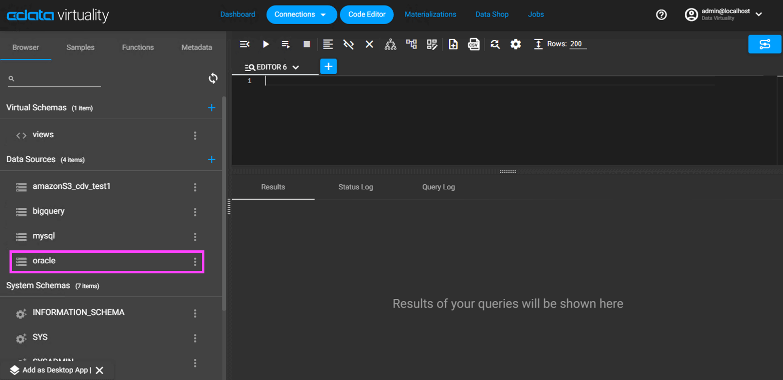 CData Virtuality - Oracle Databaseへの接続