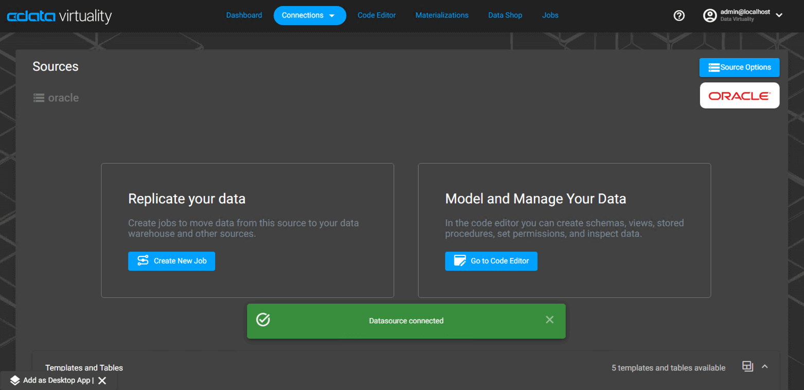 CData Virtuality - Oracle Databaseへの接続